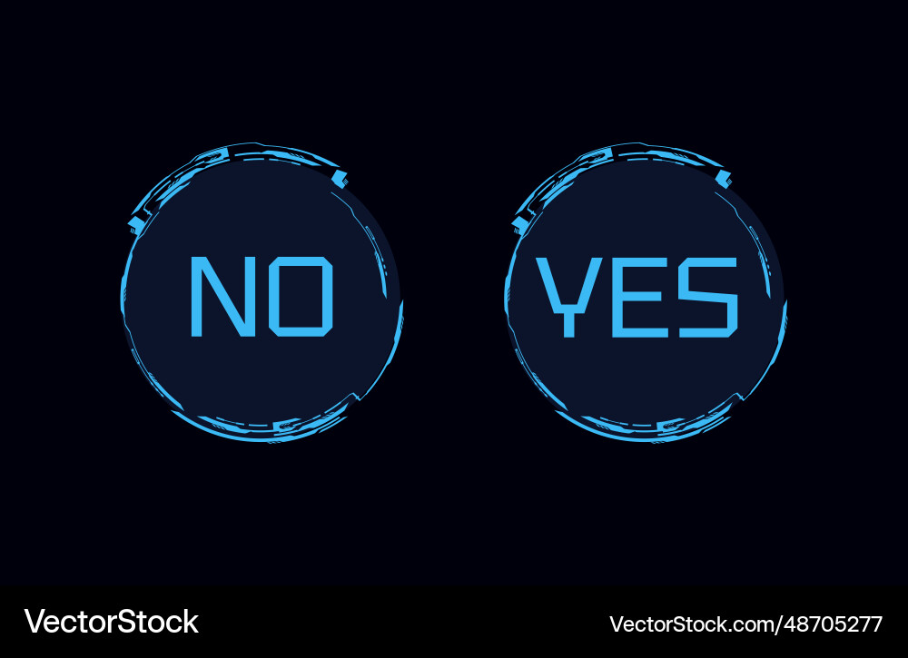 Futuristic round signs with the words yes Vector Image