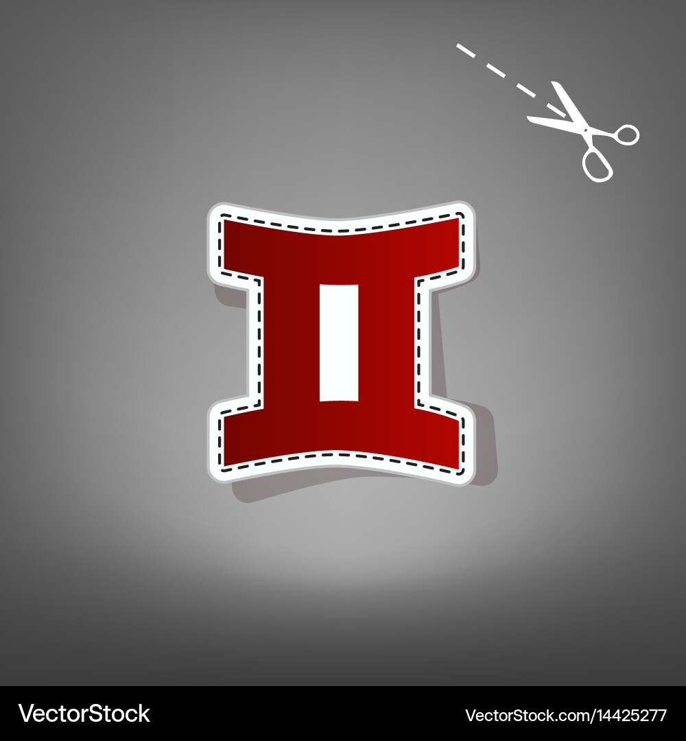 Gemini sign red icon with for applique Royalty Free Vector