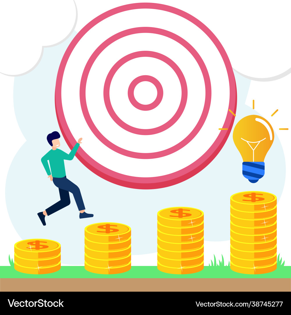 Graphic cartoon character business target Vector Image