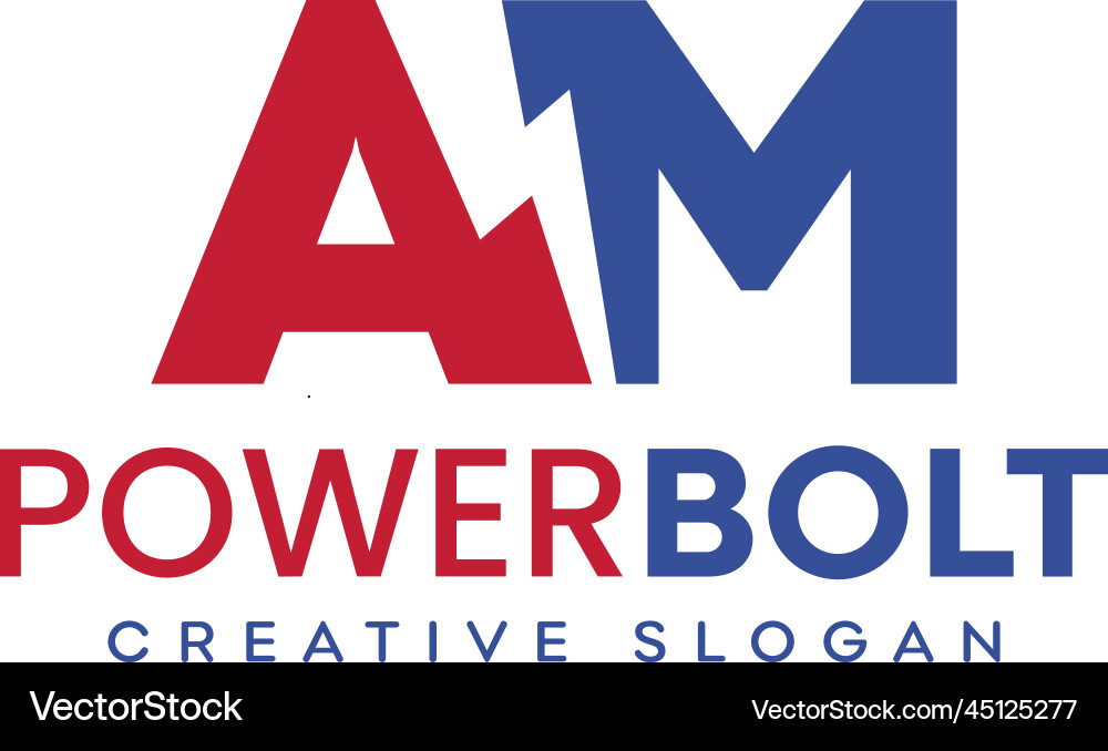 Letter a m electric power bolt logo Royalty Free Vector