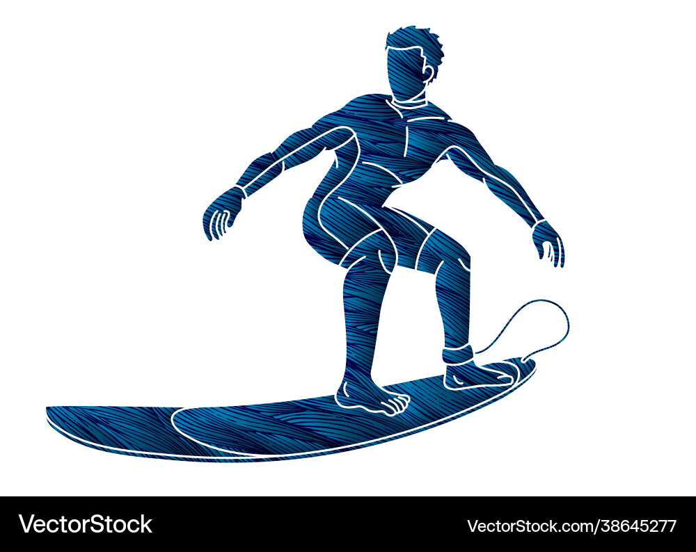 Man surfer surfing sport action Royalty Free Vector Image