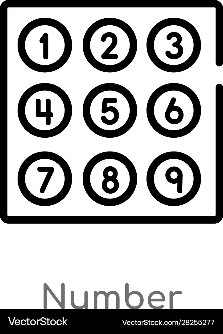 Outline number icon isolated black simple line Vector Image