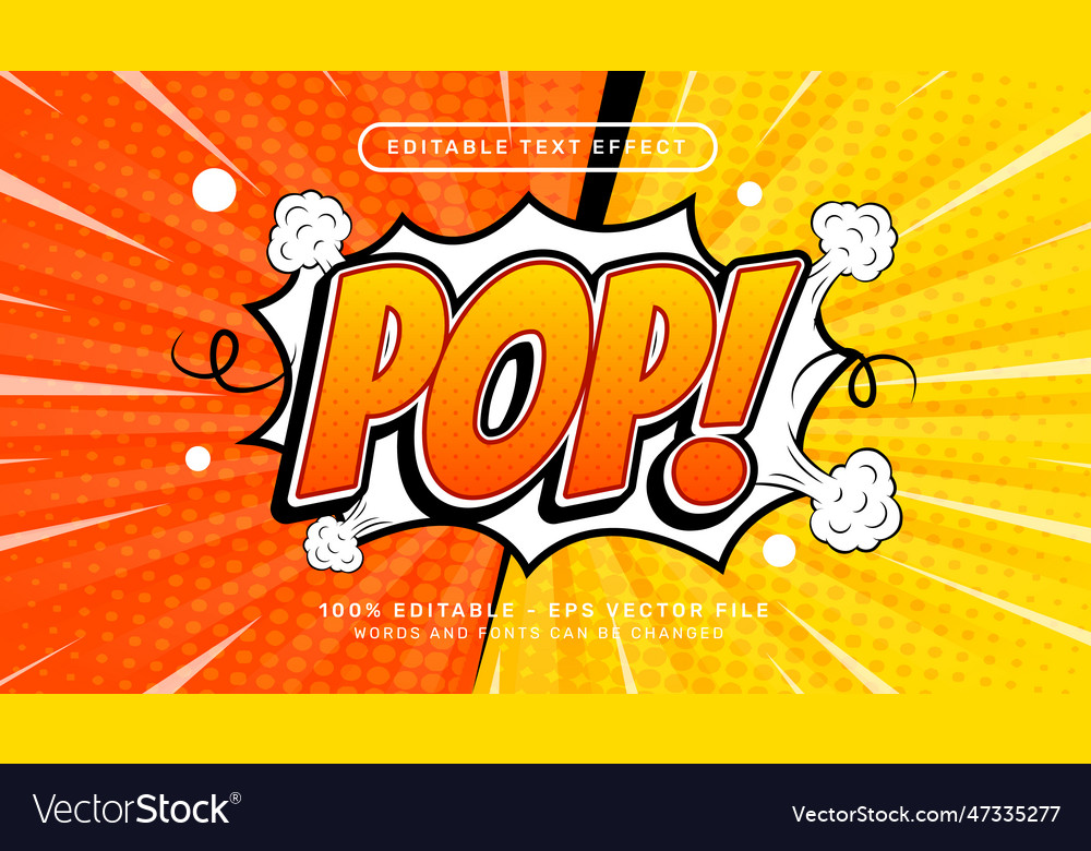 Pop 3d text effect and editable text effect Vector Image
