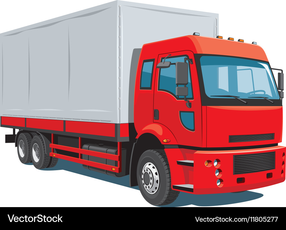 Red commercial truck Royalty Free Vector Image