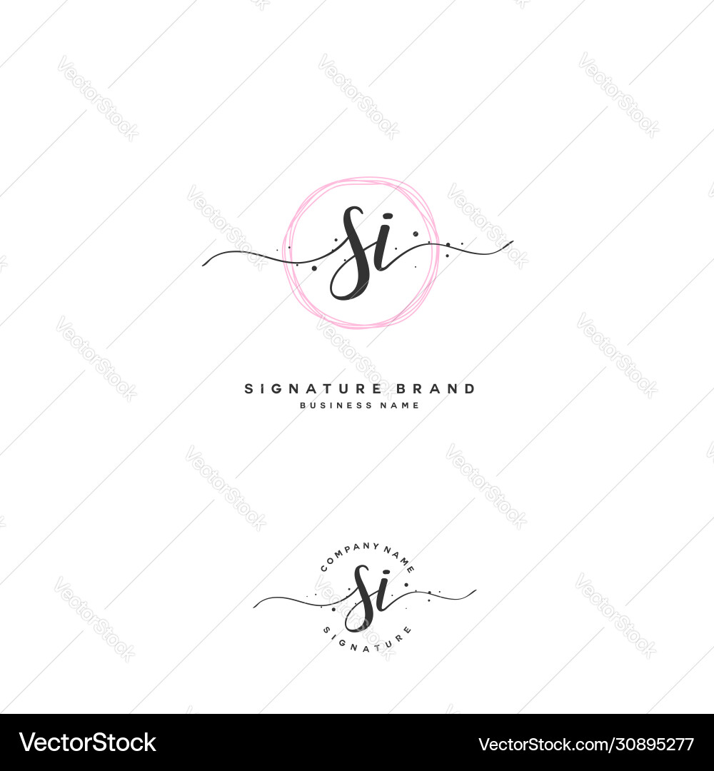 S i si initial letter handwriting and signature Vector Image