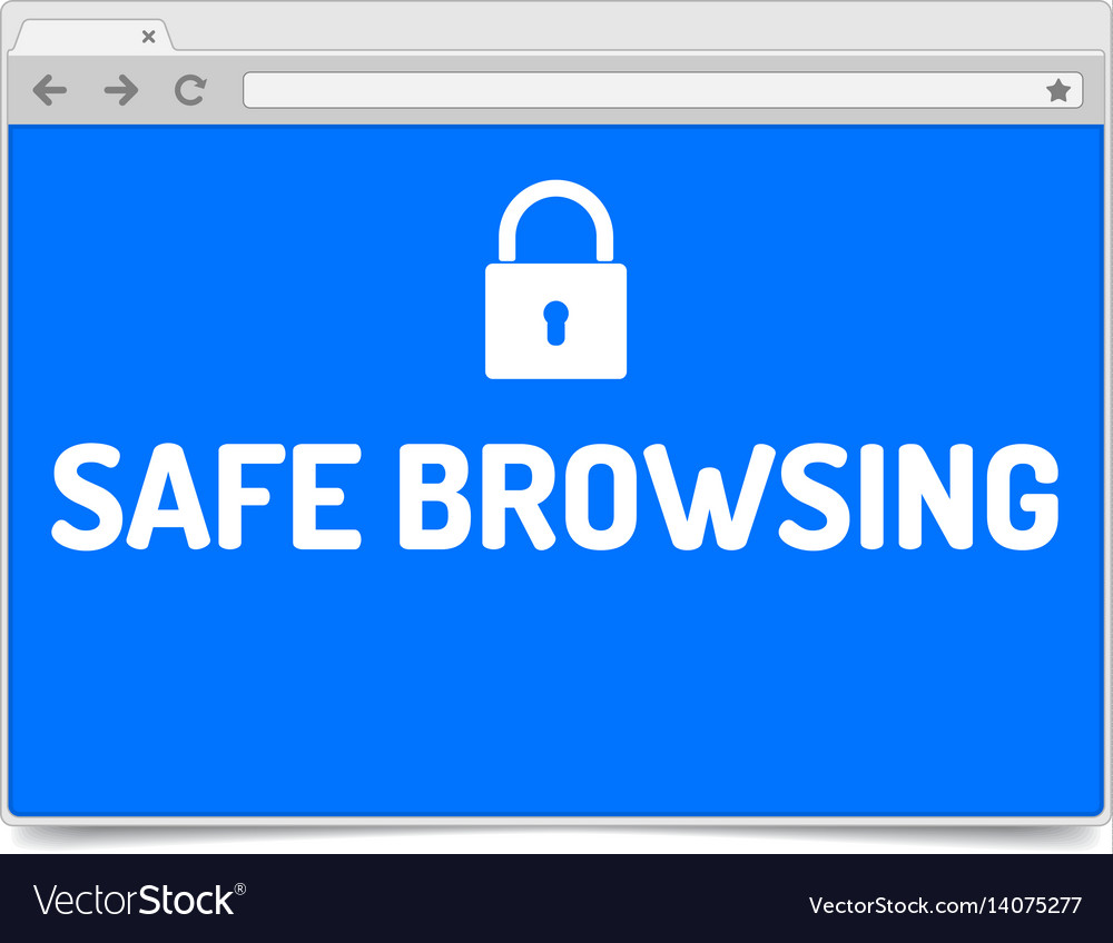 Safe browsing - opened internet browser window on Vector Image