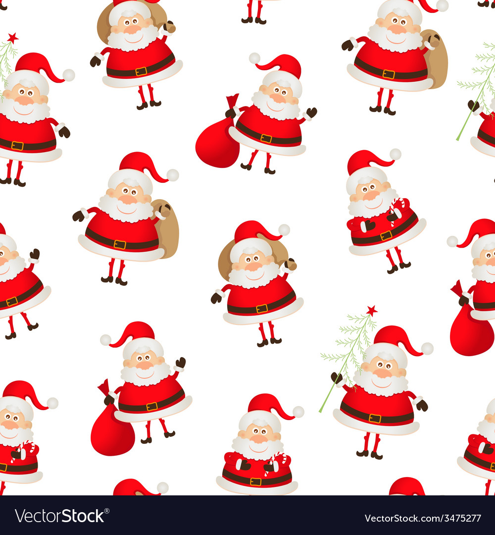 Seamless pattern set of santa clauses Royalty Free Vector