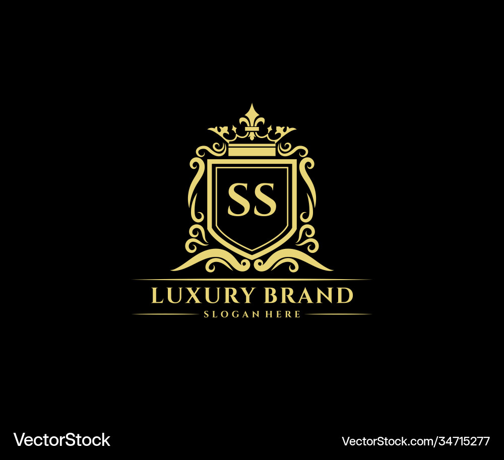 Ss initial letter gold calligraphic feminine Vector Image