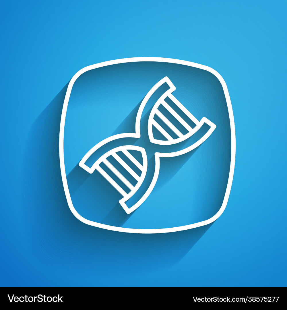 White line dna symbol icon isolated on blue Vector Image