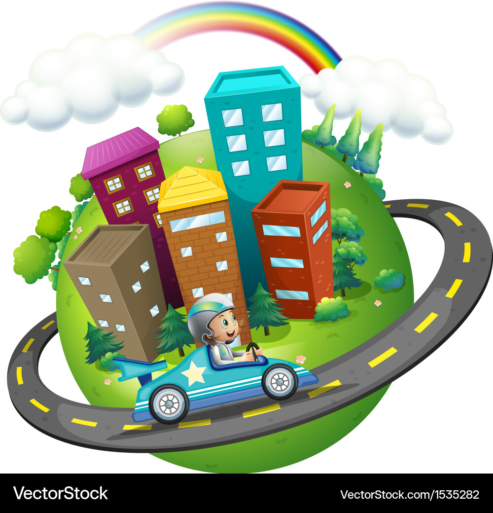A boy travelling around city Royalty Free Vector Image