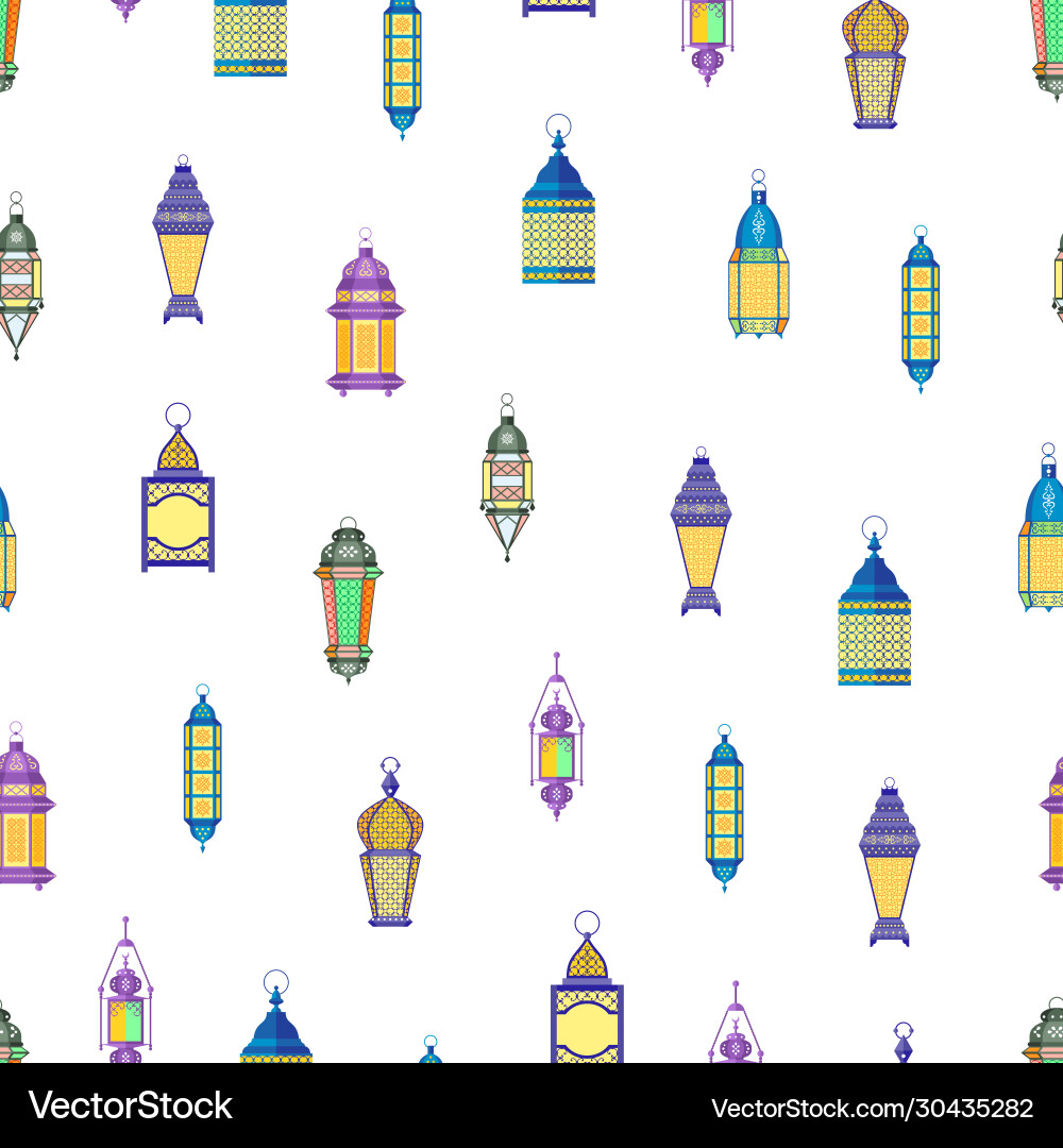 Arab lamps pattern vintage oriental lanterns Vector Image