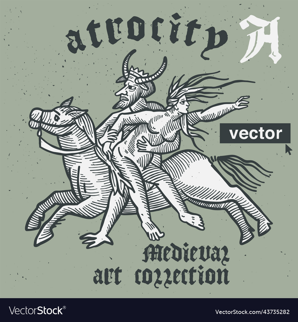 Atrocity engraving style medieval art Royalty Free Vector