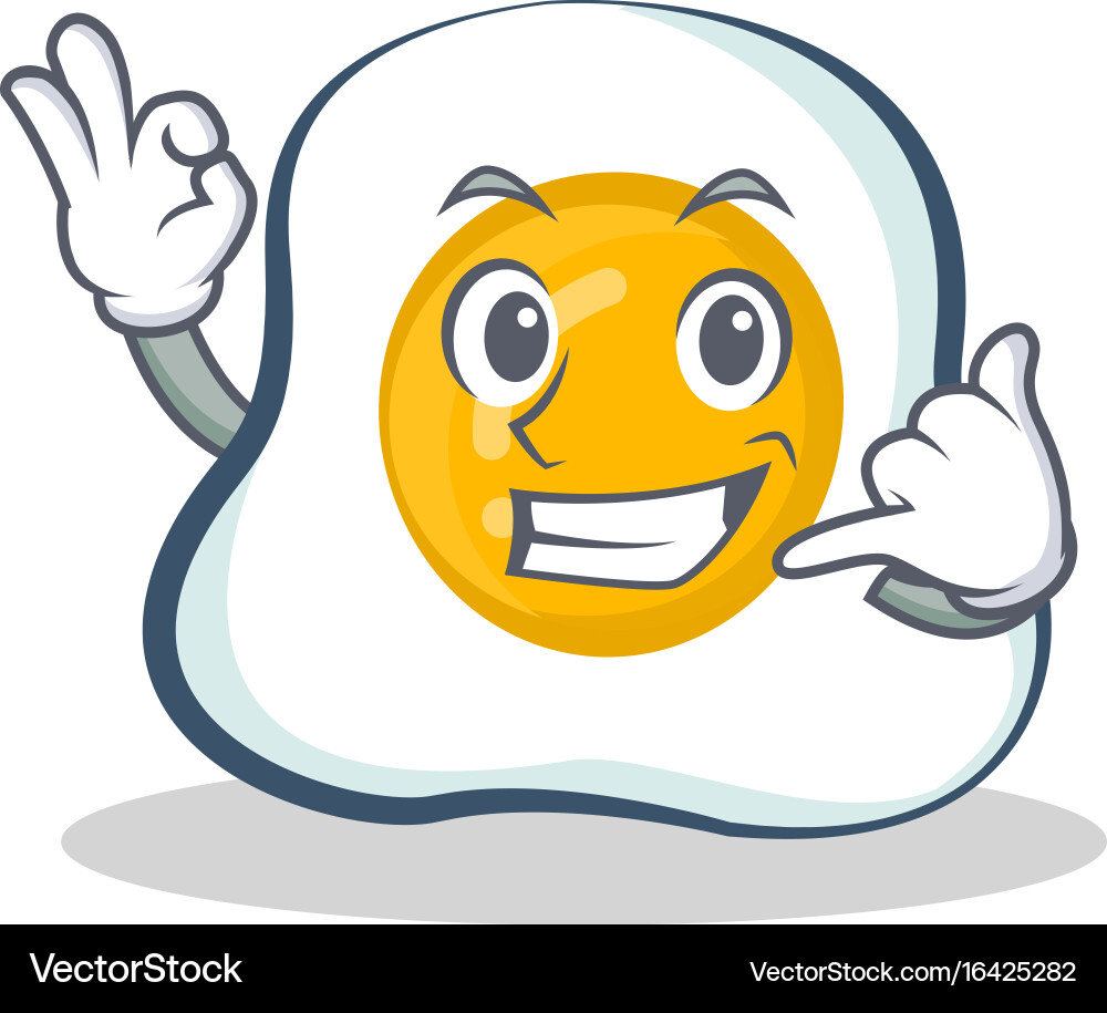 Call me okay fried egg character cartoon Vector Image