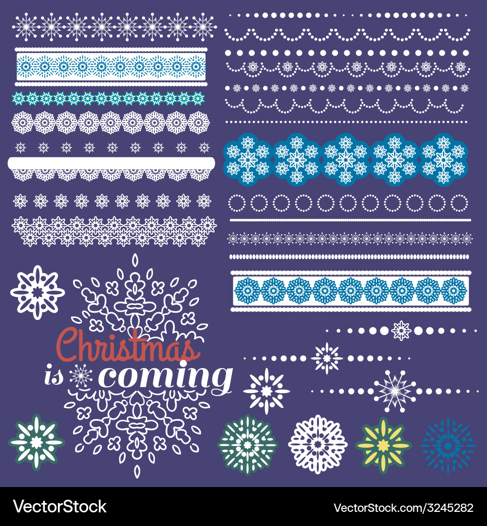 Christmas set borders with snowflakes Royalty Free Vector