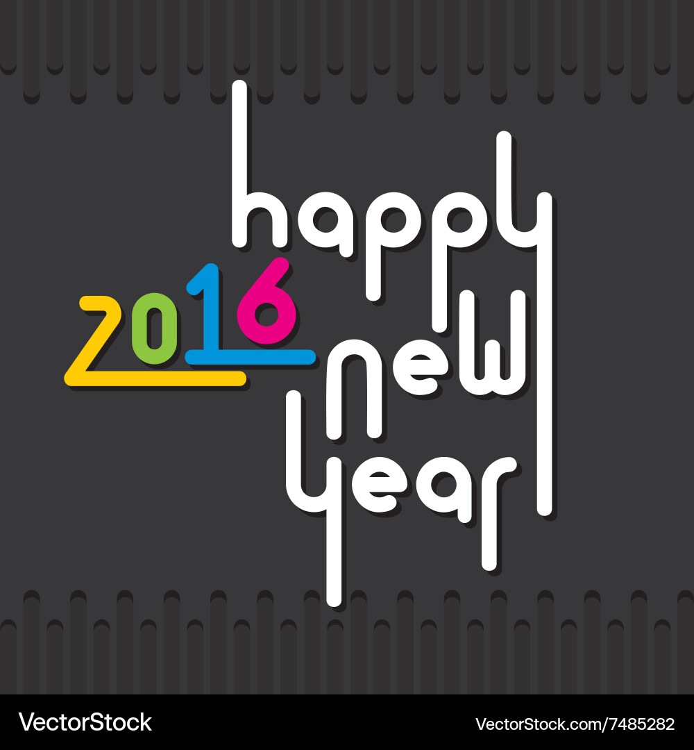 Creative happy new year 2016 greeting card design Vector Image