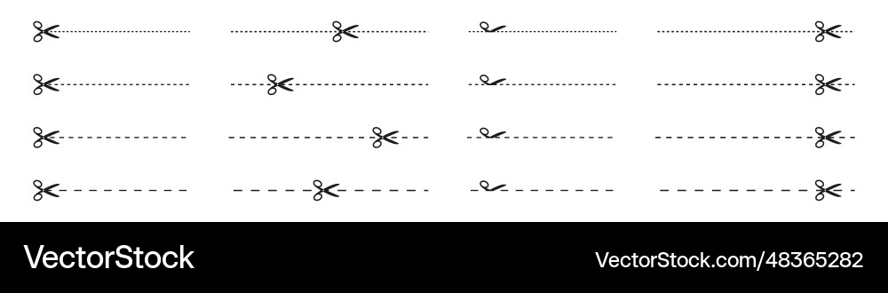 Cut line icon with scissor here guidance Vector Image
