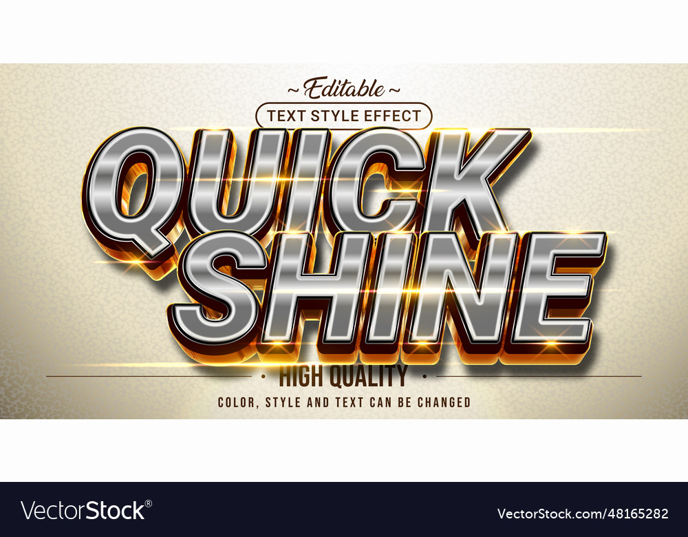 Editable text style effect - quick shine Vector Image