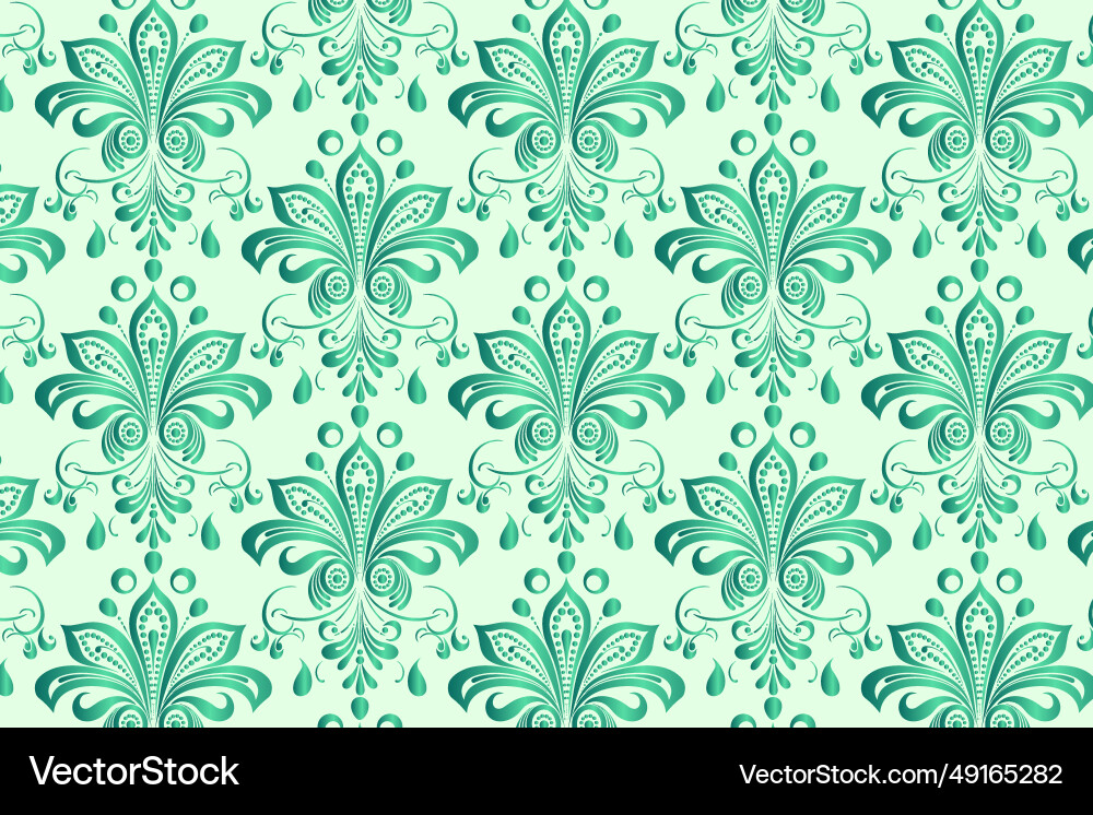 Green and white floral pattern a detailed Vector Image