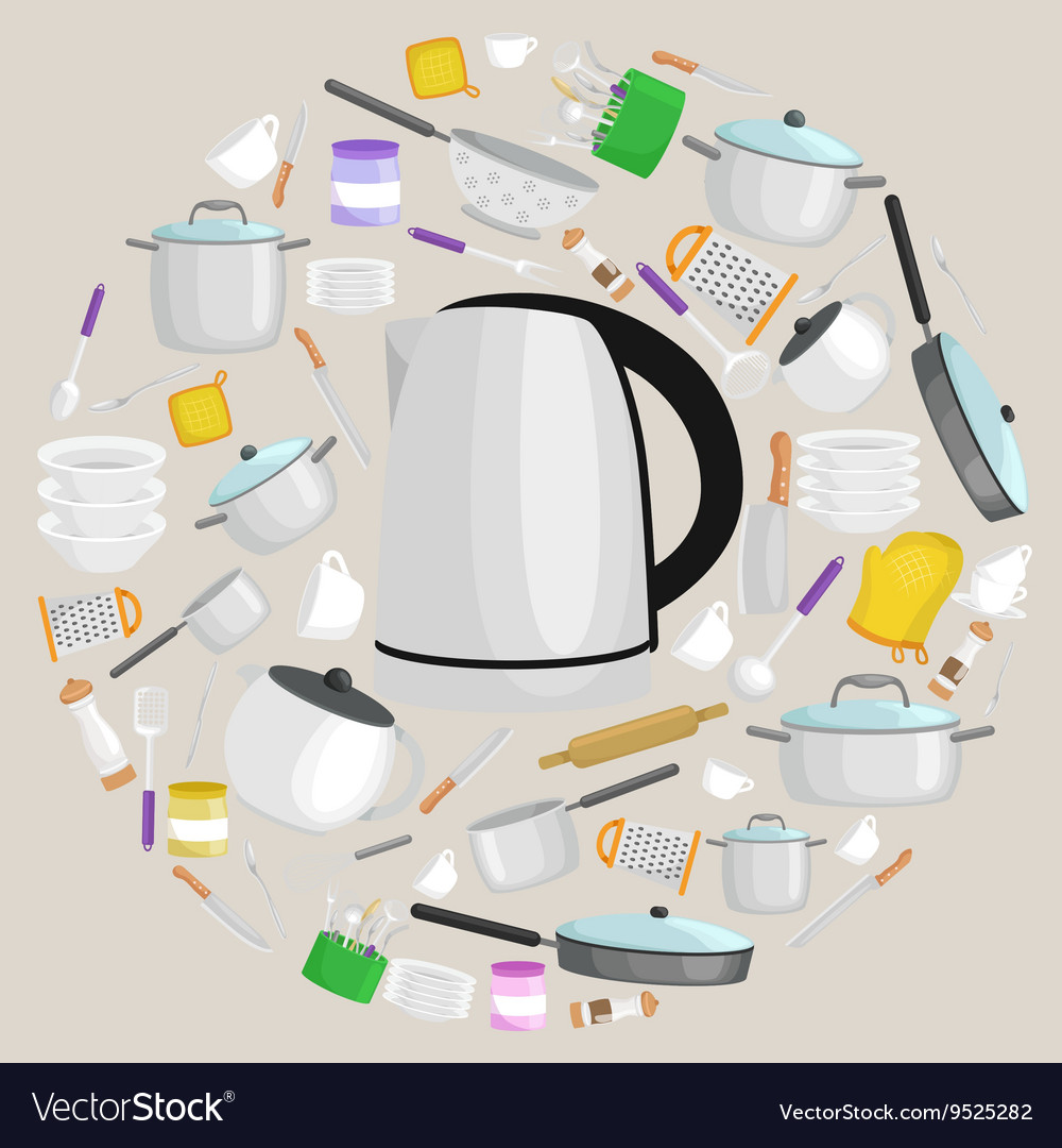 Kitchenware utensils set Royalty Free Vector Image