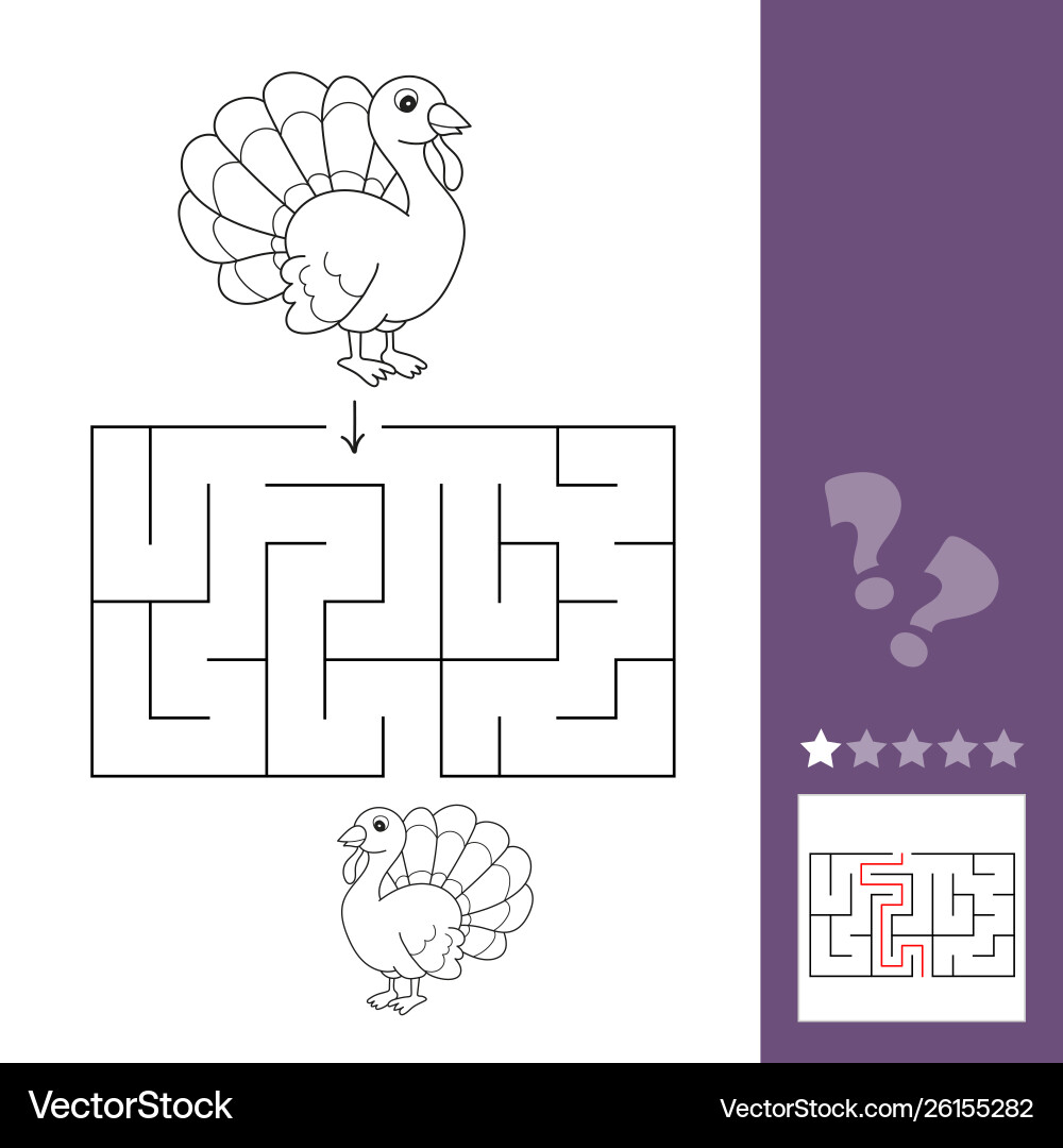 Maze game education for children turkey Royalty Free Vector