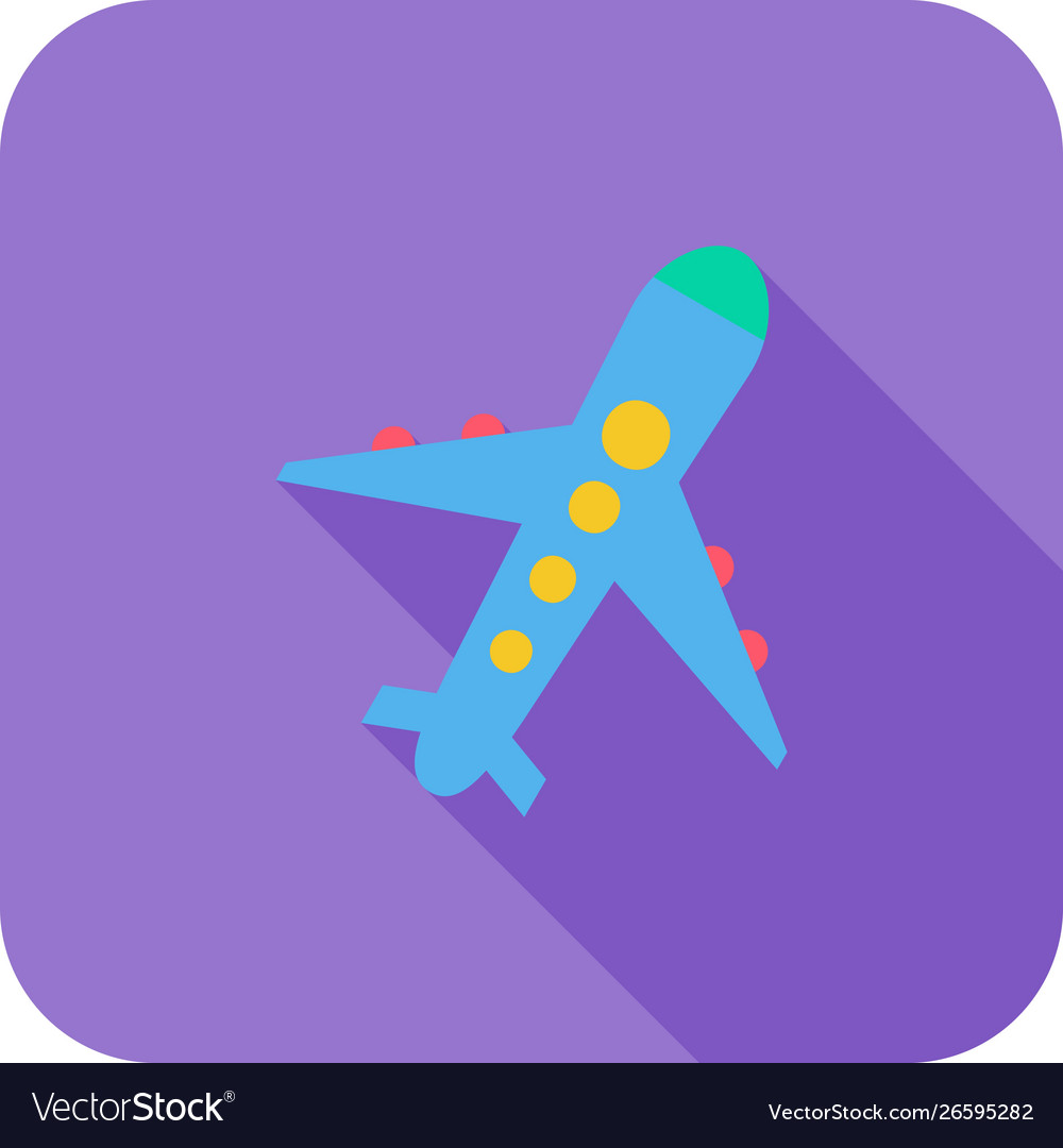 Plane flat long shadow icon Royalty Free Vector Image
