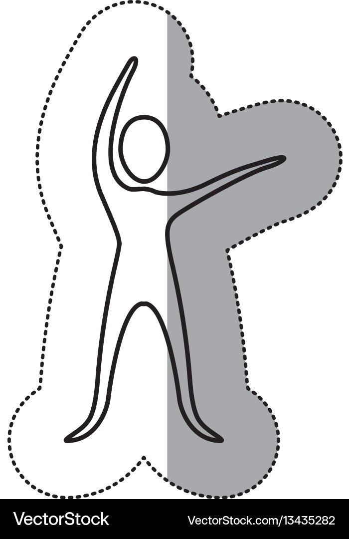 Sticker person stretching icon Royalty Free Vector Image