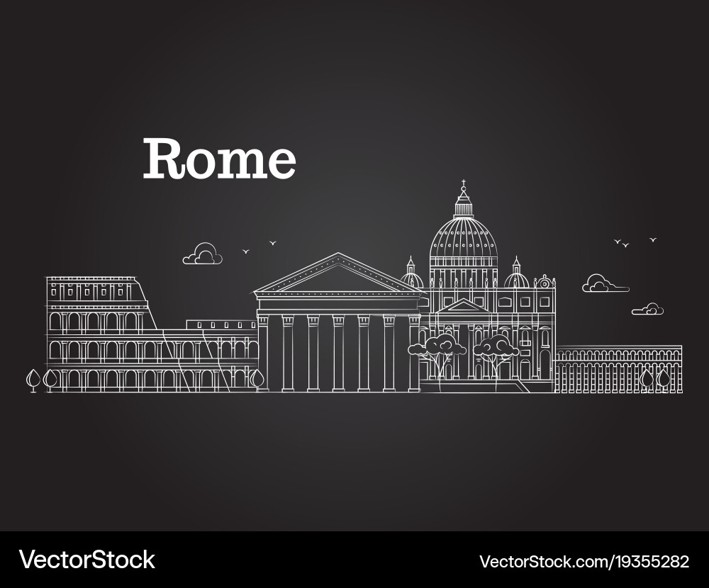 White linear rome panorama with famous buildings Vector Image