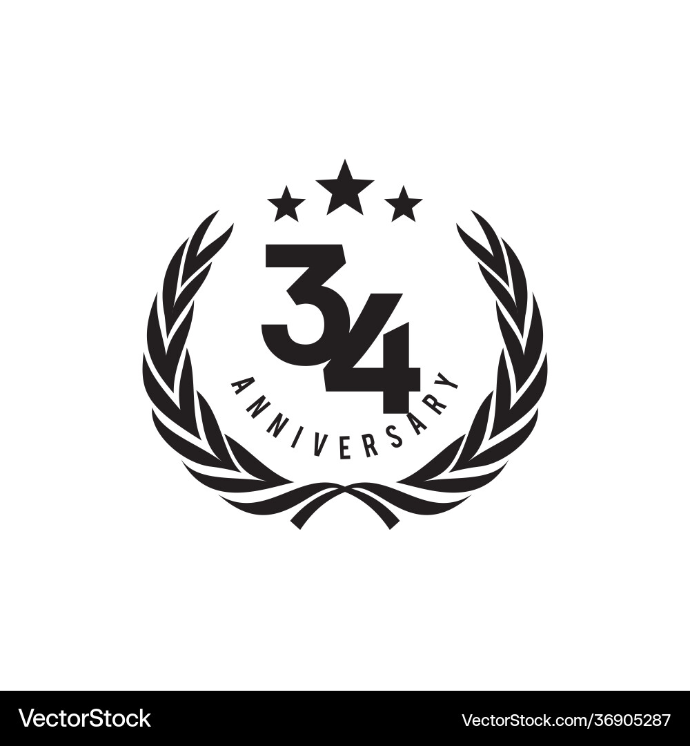 34th year celebrating anniversary logo design Vector Image