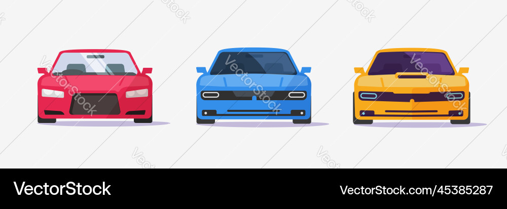 Car icon isolated set front view or auto vehicle Vector Image