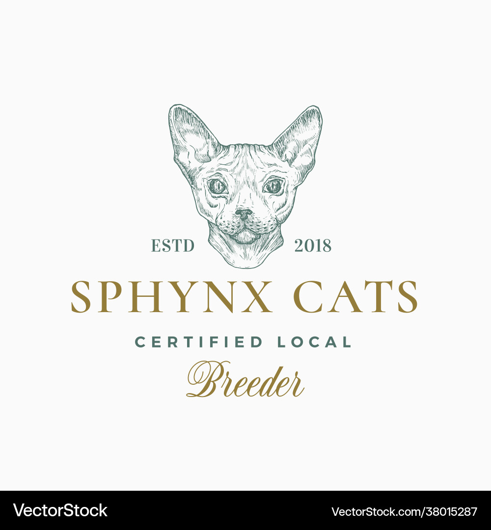 Cat breeder badge or logo template hand drawn Vector Image