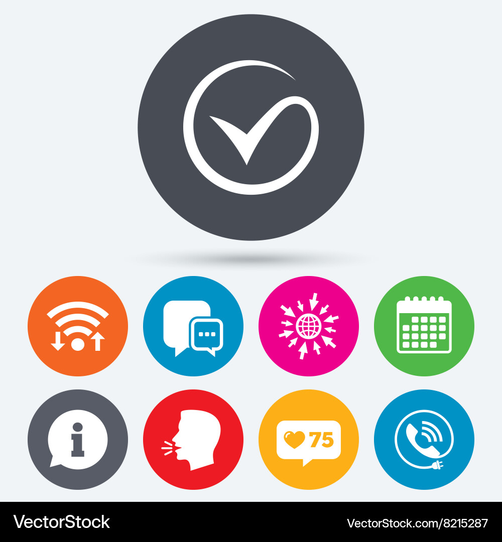 Check or tick phone call and information sign Vector Image