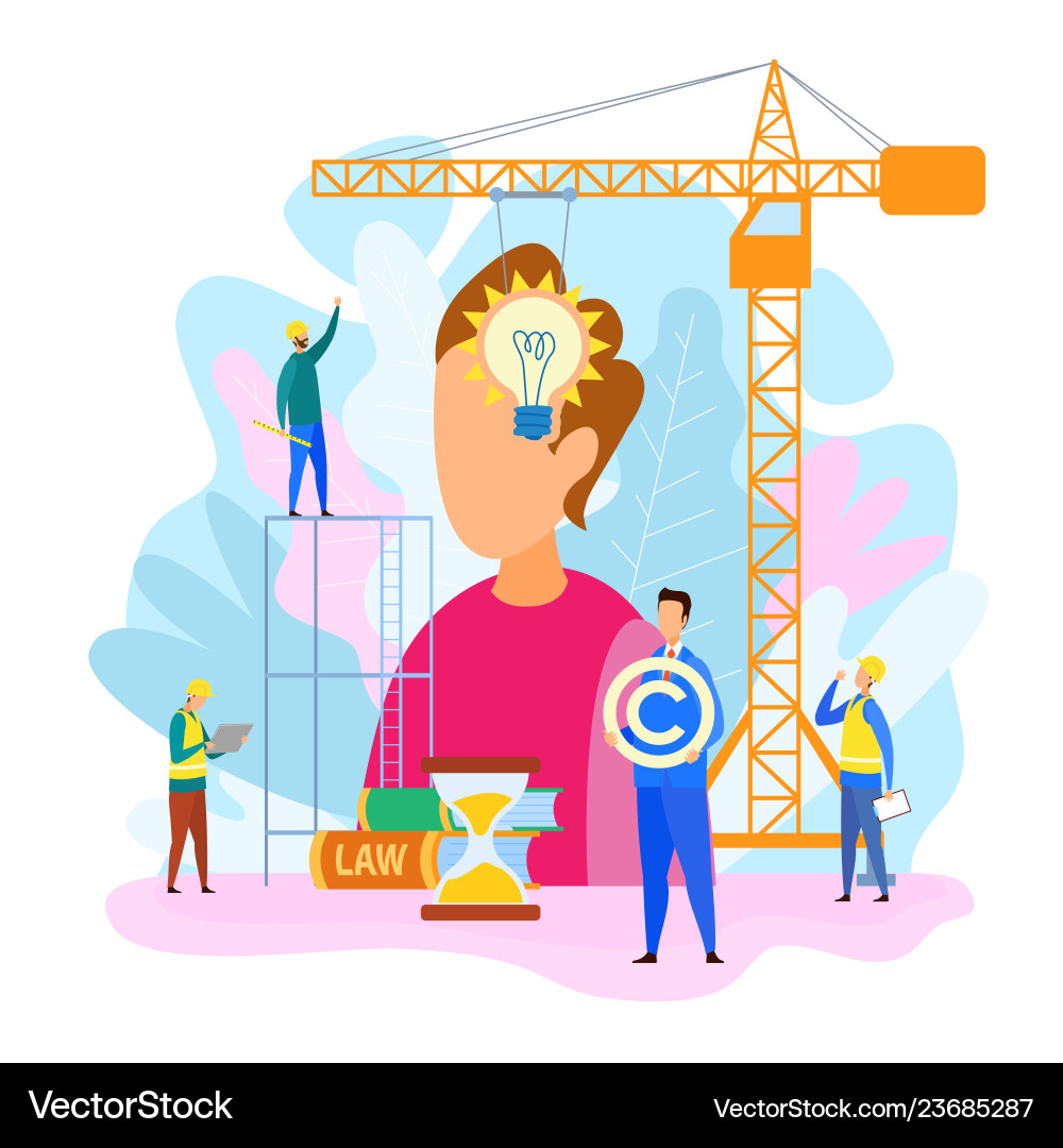 Copyright symbol idea lamp intellectual property Vector Image