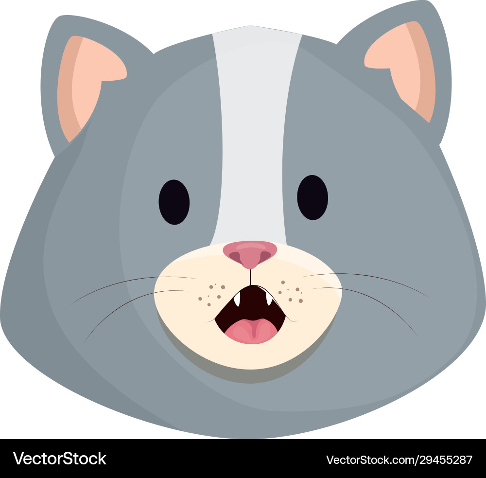 Face cute little cat animal icon Royalty Free Vector Image