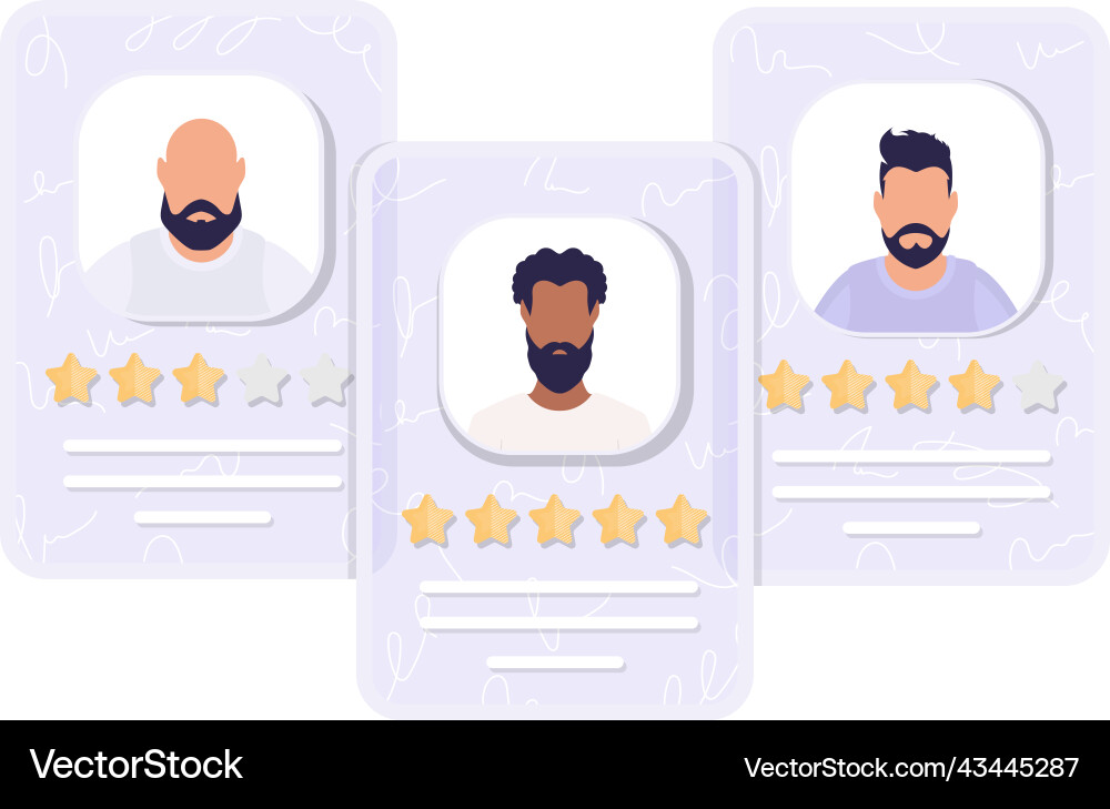 Job candidate cards with rating flat style Vector Image