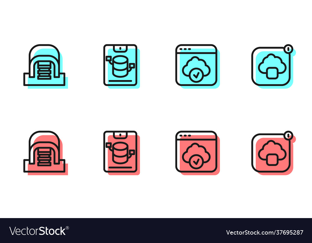 Set line cloud technology data transfer hangar Vector Image Set line cloud technology data transfer hangar Vector Image