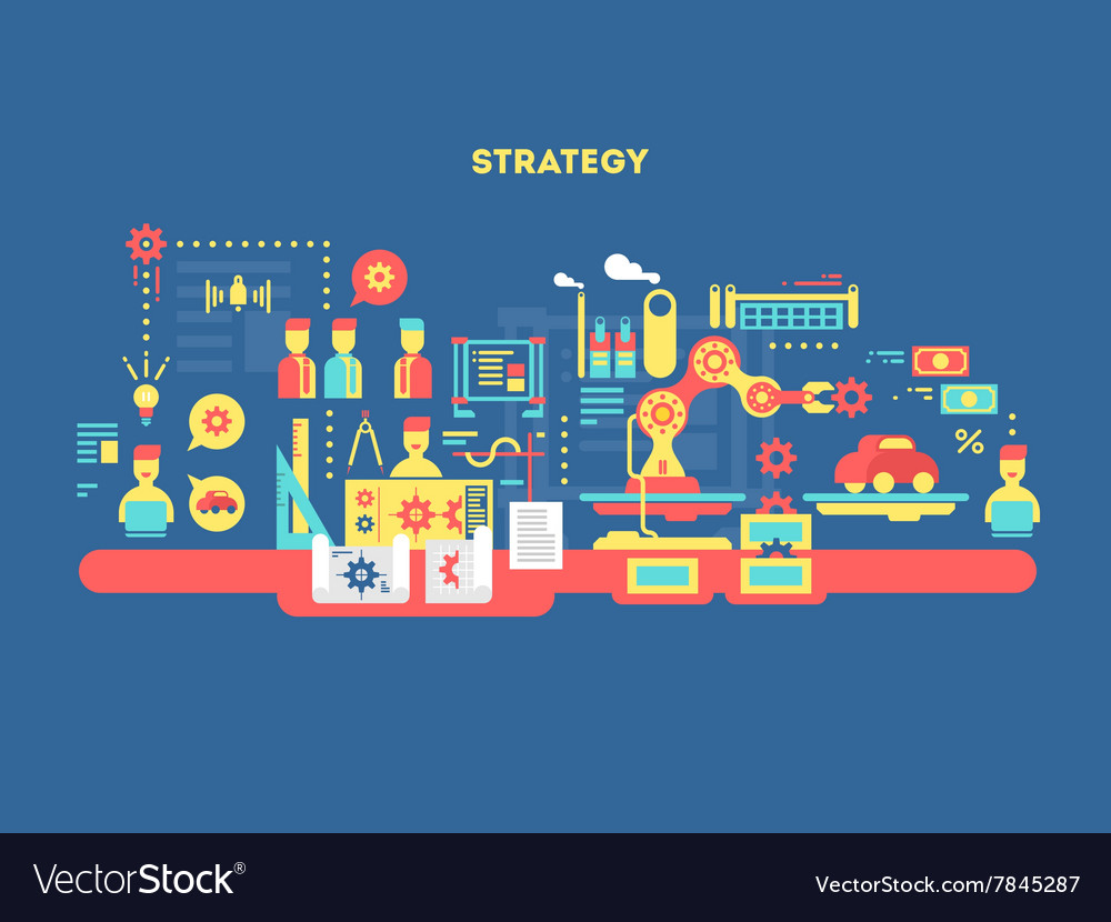 Strategy design flat concept Royalty Free Vector Image