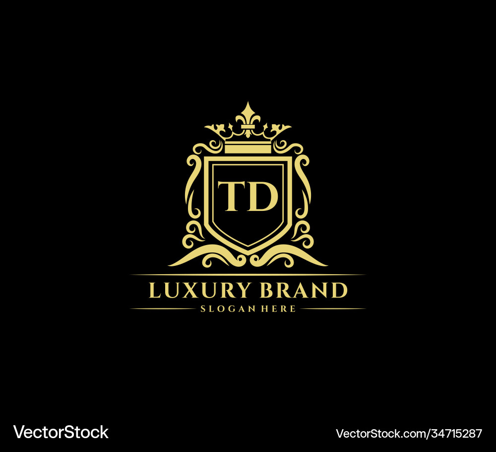 Td initial letter gold calligraphic feminine Vector Image