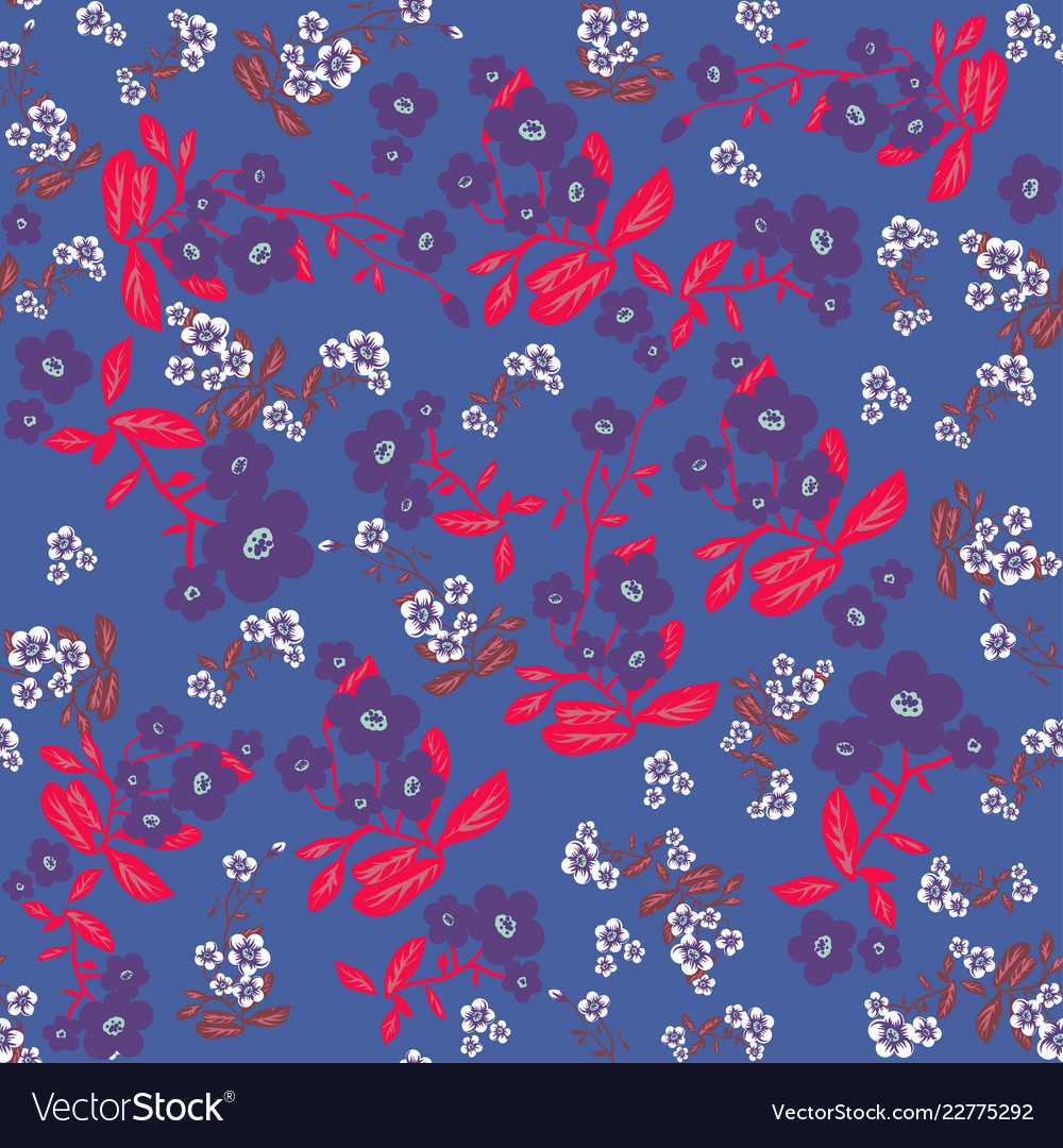 Blue flowers pattern Royalty Free Vector Image
