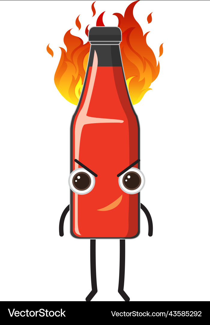 Cartoon Chili Sauce Bottle Royalty Free Vector Image