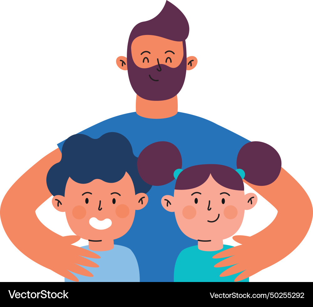 Father and kids character Royalty Free Vector Image