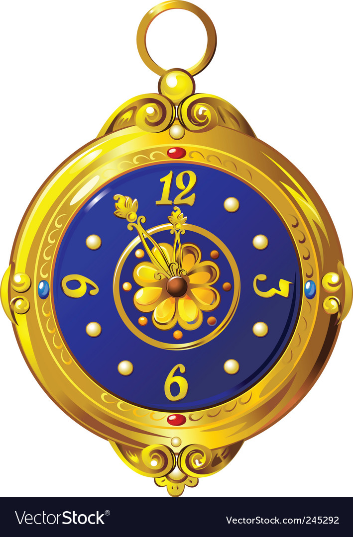 Gold clock Royalty Free Vector Image - VectorStock