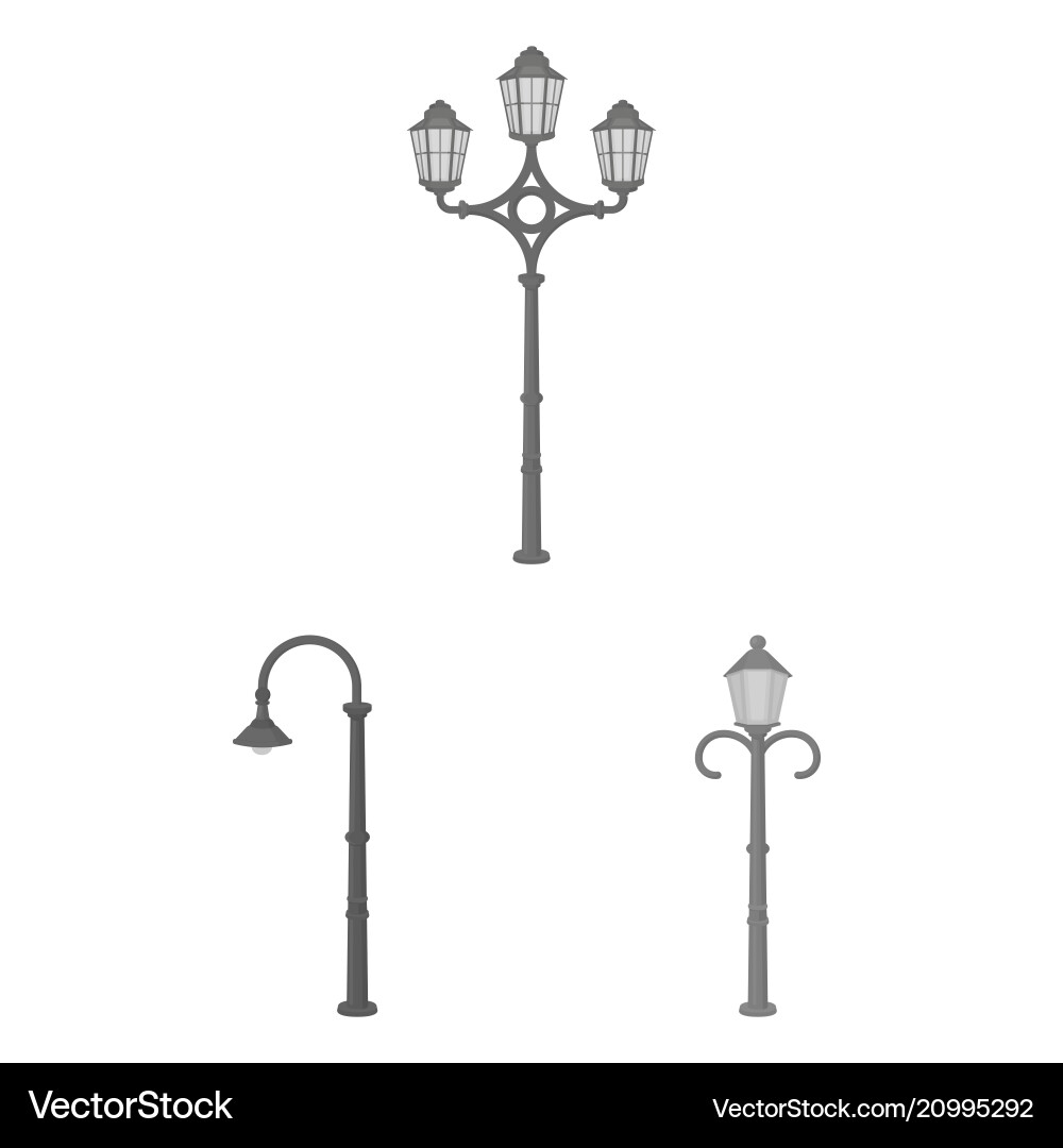 Lamp post monochrome icons in set collection Vector Image