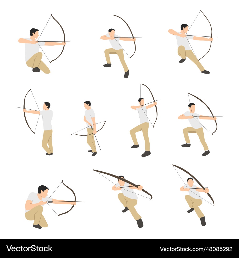 Man set character archery sport collection Vector Image