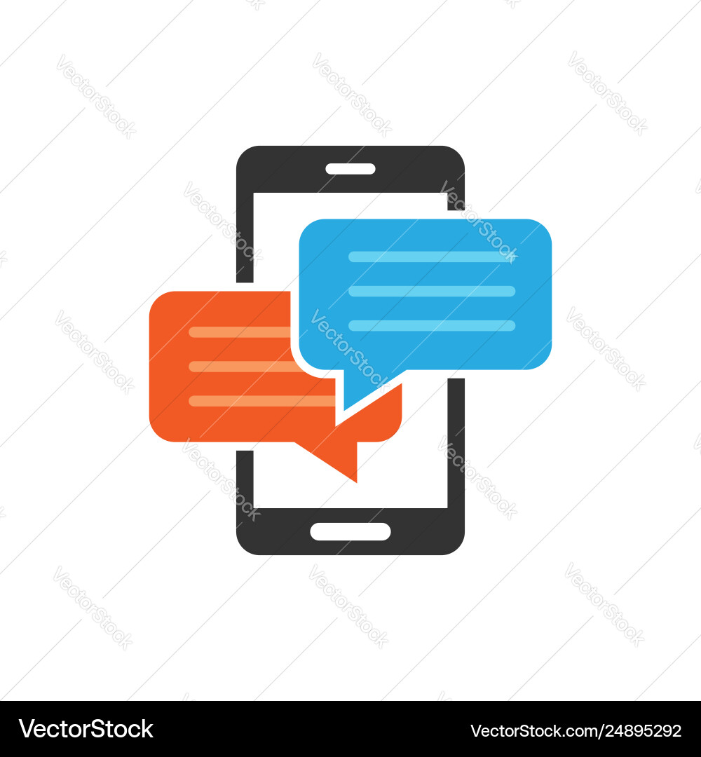 Mobile phone chat sign icon in flat style message Vector Image