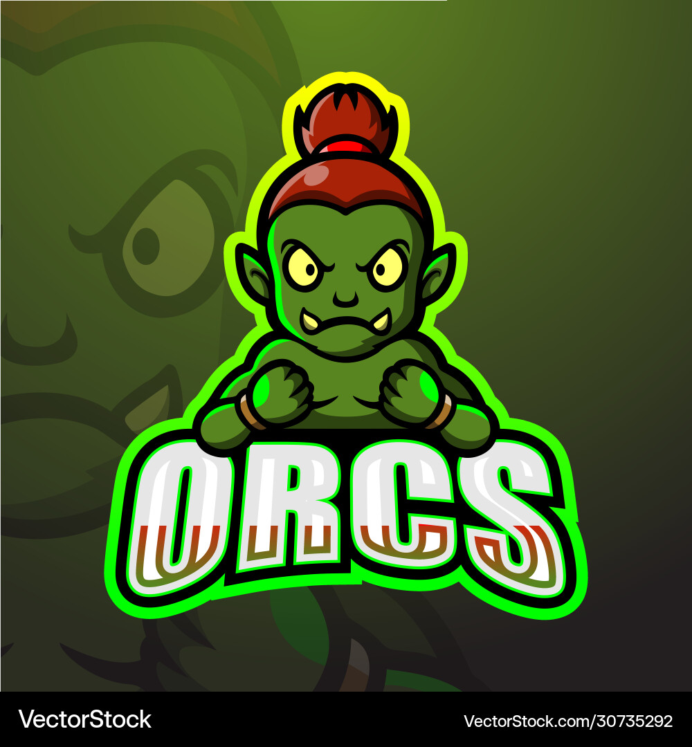 Orc mascot esport logo design Royalty Free Vector Image