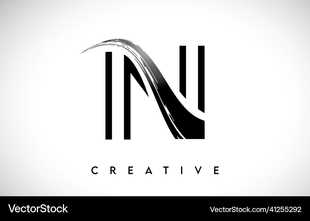 Outline monogram letter n brush stroke design Vector Image