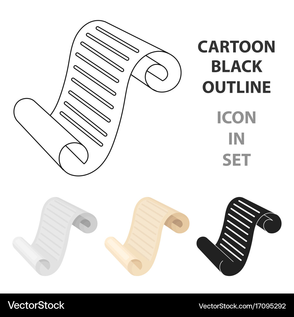Paper scroll icon in cartoon style isolated on Vector Image
