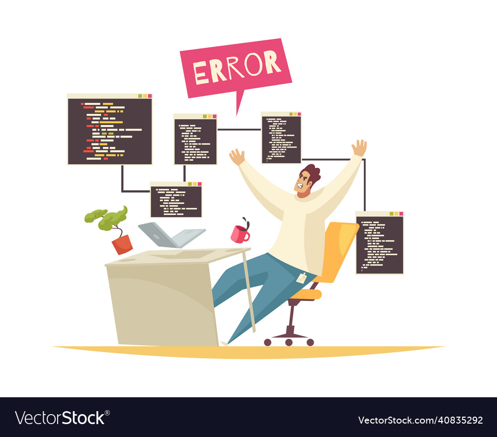 Programmers error doodle composition Royalty Free Vector