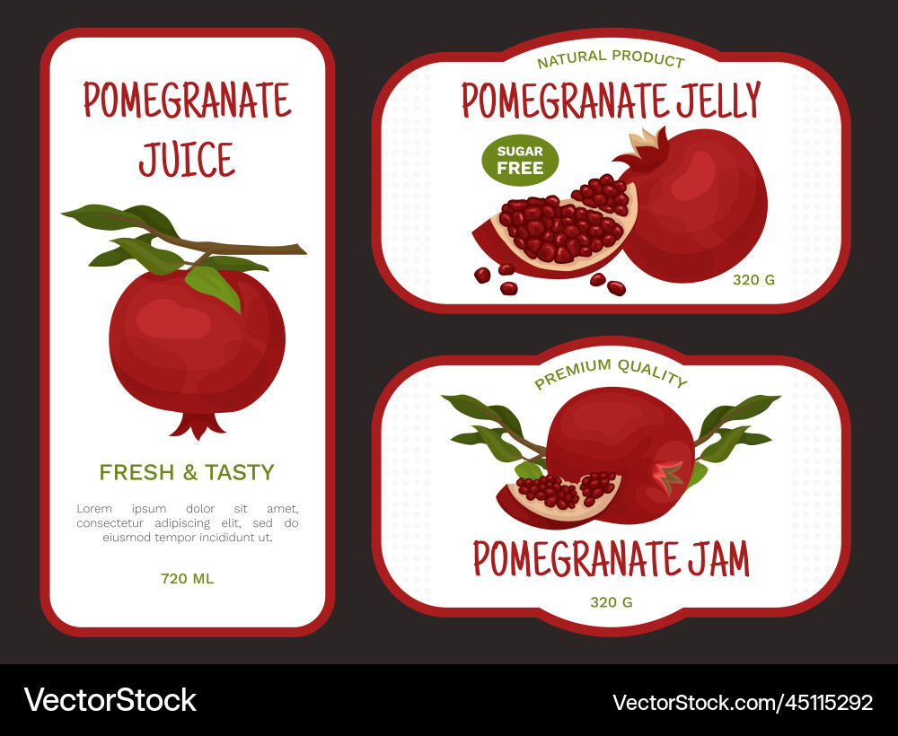 Red pomegranate sticker design with ripe fruit Vector Image