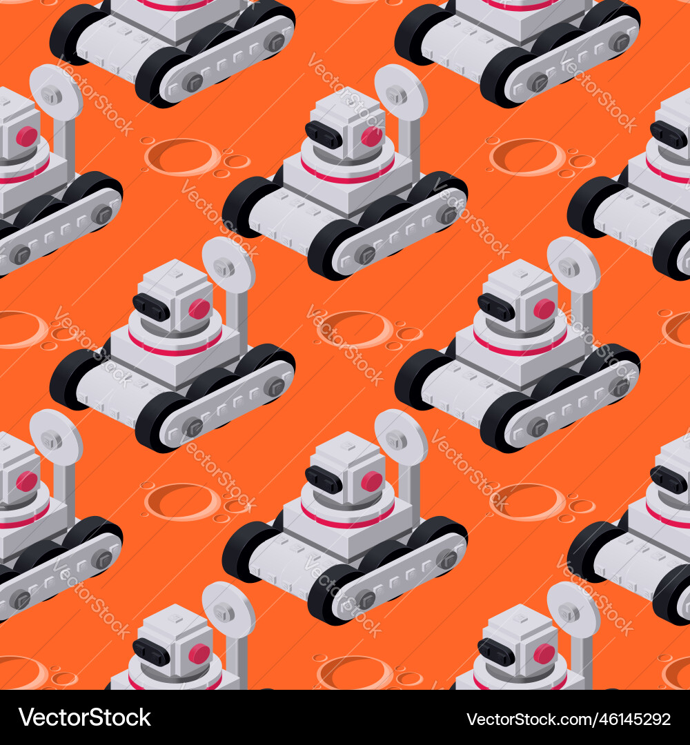 Robot rover on the surface of mars seamless Vector Image